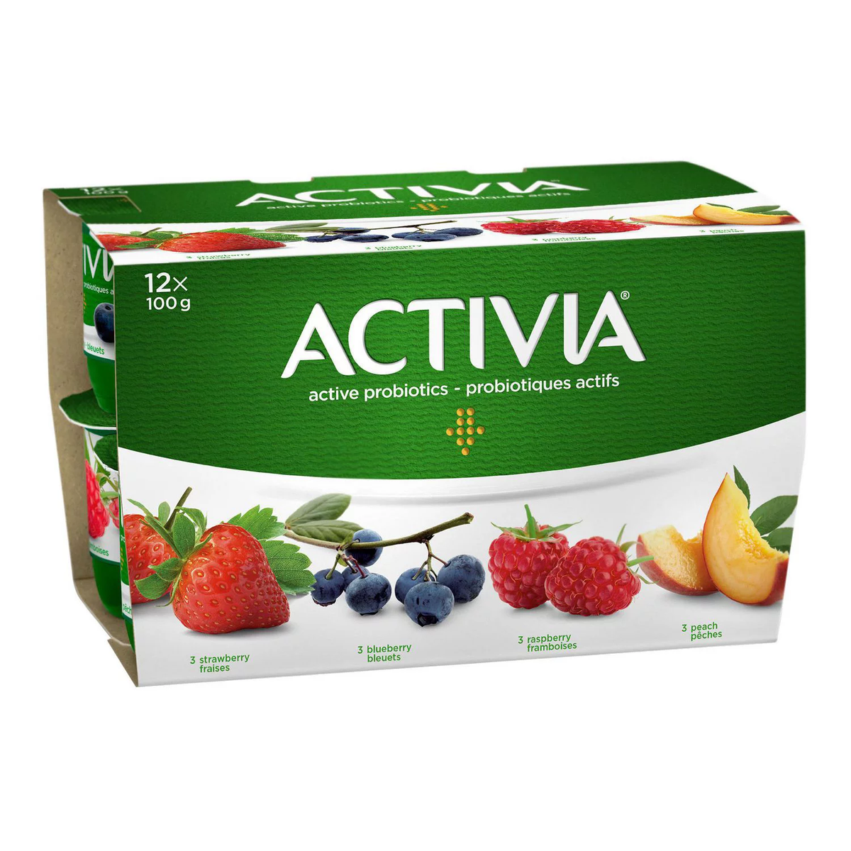Activia Probiotic Yogurt, Strawberry/Blueberry/Raspberry/Peach Flavour ...