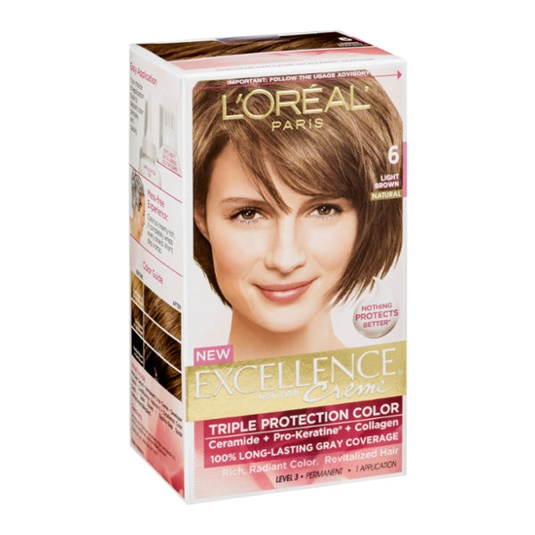 L'Oreal Paris Excellence Creme Triple Protection Color 6 Light Brown ...
